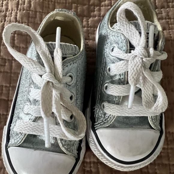 Converse | Shoes | Toddler Silver Converse Sneakers | Poshmark